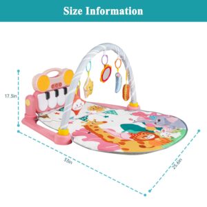 Baby Play Gym Mat, Kick and Play Baby Activity Gym with Music and Lights, Maydolly Baby Play Mats for Infants and Toddlers, Pink