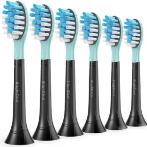 brightdeal replacement heads for philips sonicare protectiveclean 4100 5100 6100 diamondclean 9500 expertclean 7500 flexcare healthywhite electric sonic toothbrush c3 g3 w3 c2 g2 brush, black, 6 pack