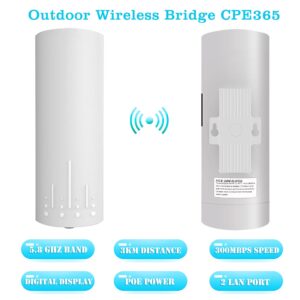 High Brain Wireless Bridge,Outdoor WiFi Access Point Extender,Point to Point,5.8G 300Mpbs Long Range Ineternet Repeater CPE 14DBi Antenna Extend Network & Video Surveillance up to 1.86 Miles 2 Pack