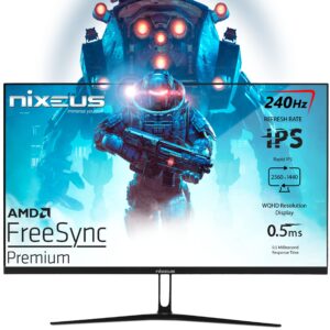 nixeus edg 27” rapid ips 2560 x 1440 amd freesync premium certified 240hz hdr gaming monitor (nx-edg27240x) black