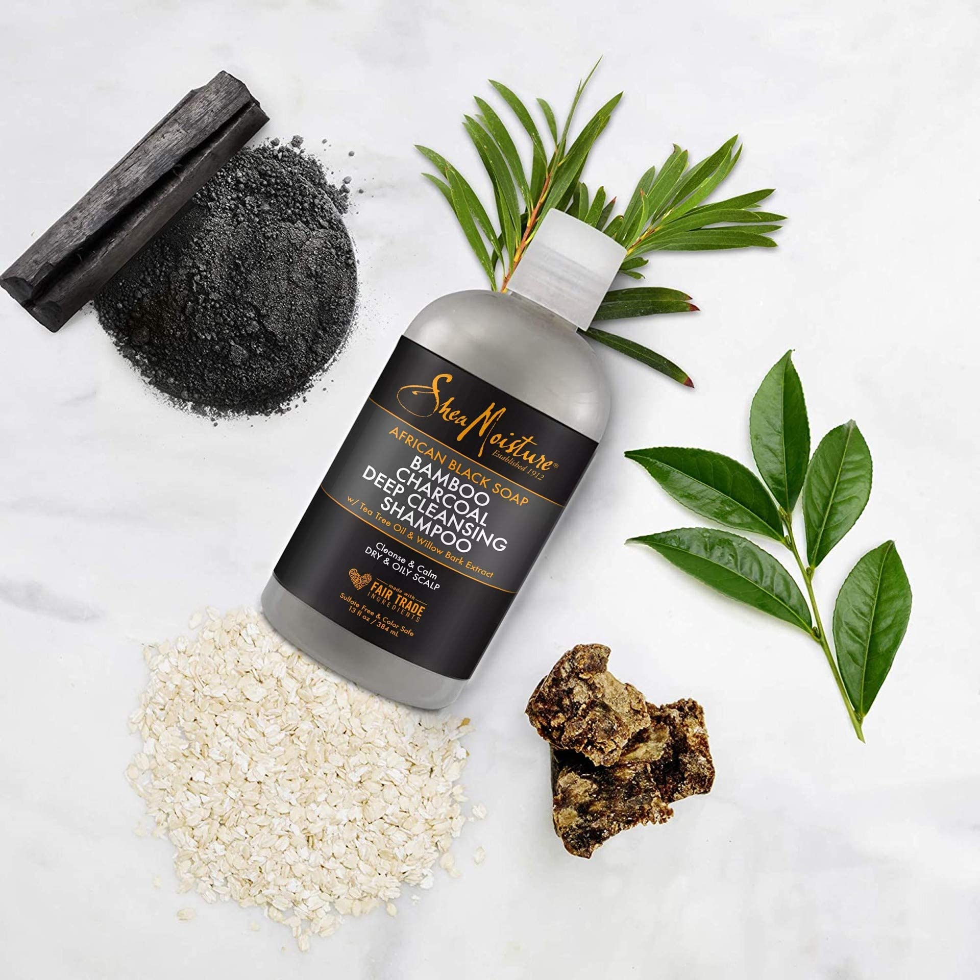 Shea Moisture African Black Soap Bamboo Charcoal Deep Cleansing Shampoo & Deep Balancing Conditioner Set, 13 Ounce each