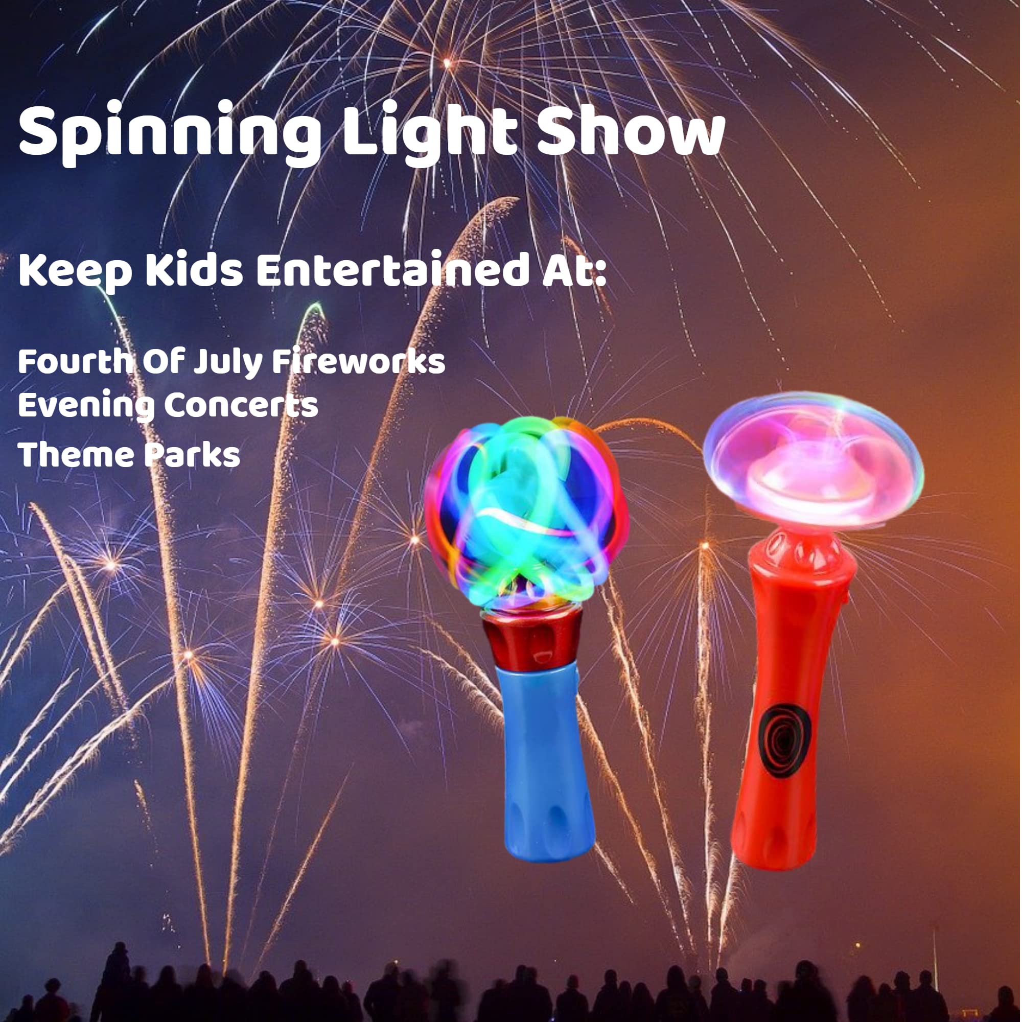 Light Up Spinning Wand Toy for Kids - LED Spinner with Magic Orbiter - Autism Toys for Boys & Girls - Fun Glow Party Favor, Toddler Gift