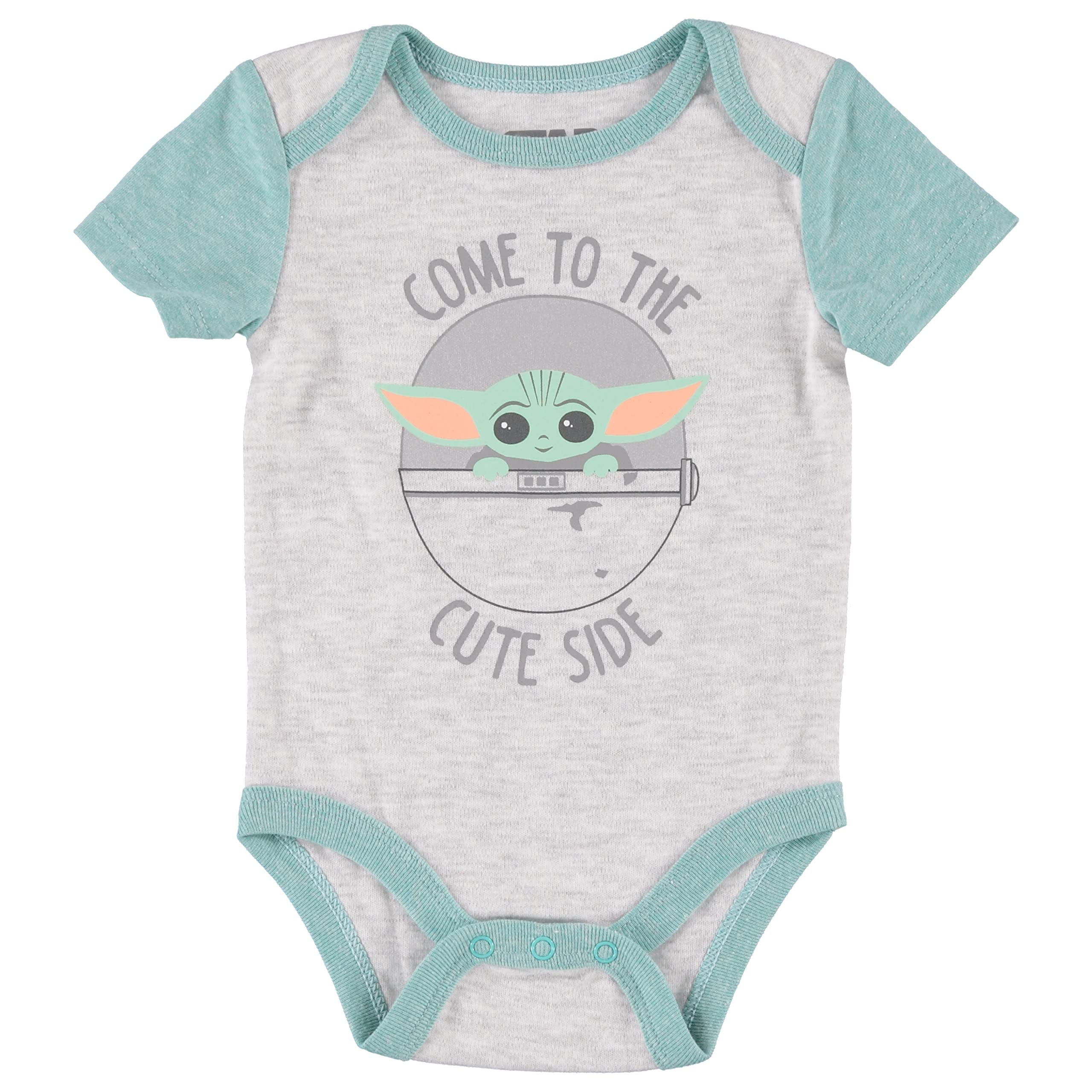 STAR WARS Baby Yoda Baby Boys Clothing 3-Piece Set with Baby Bodysuit, Pants, and Hat - Baby Boy Outfits (Grey/Shadow Green, 3-6M)