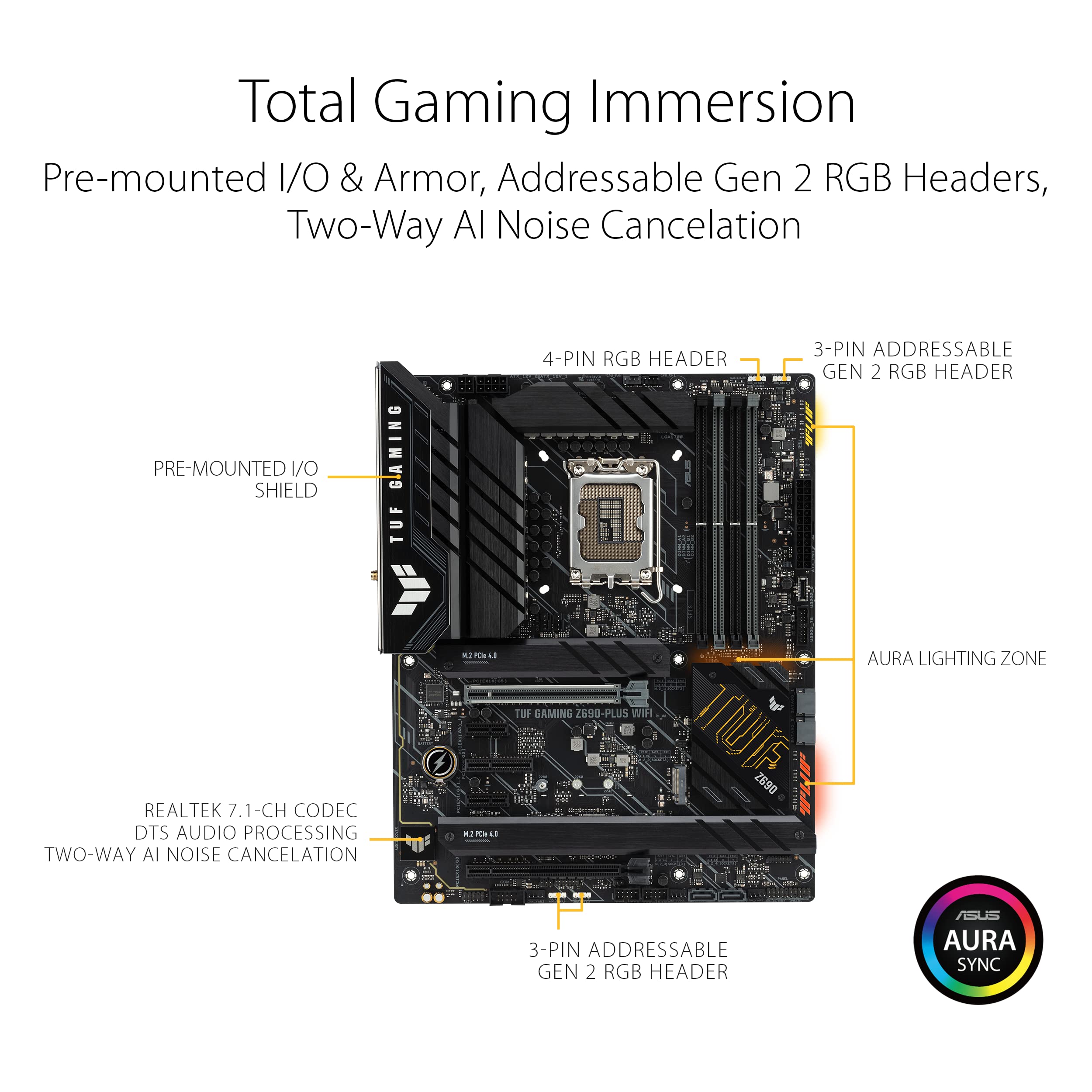 Asus TUF Gaming Z690-PLUS WiFi Socket LGA1700/ Intel Z690/ DDR5/ WiFi&Bluetooth/ SATA3&USB3.2/ M.2/ ATX Motherboard