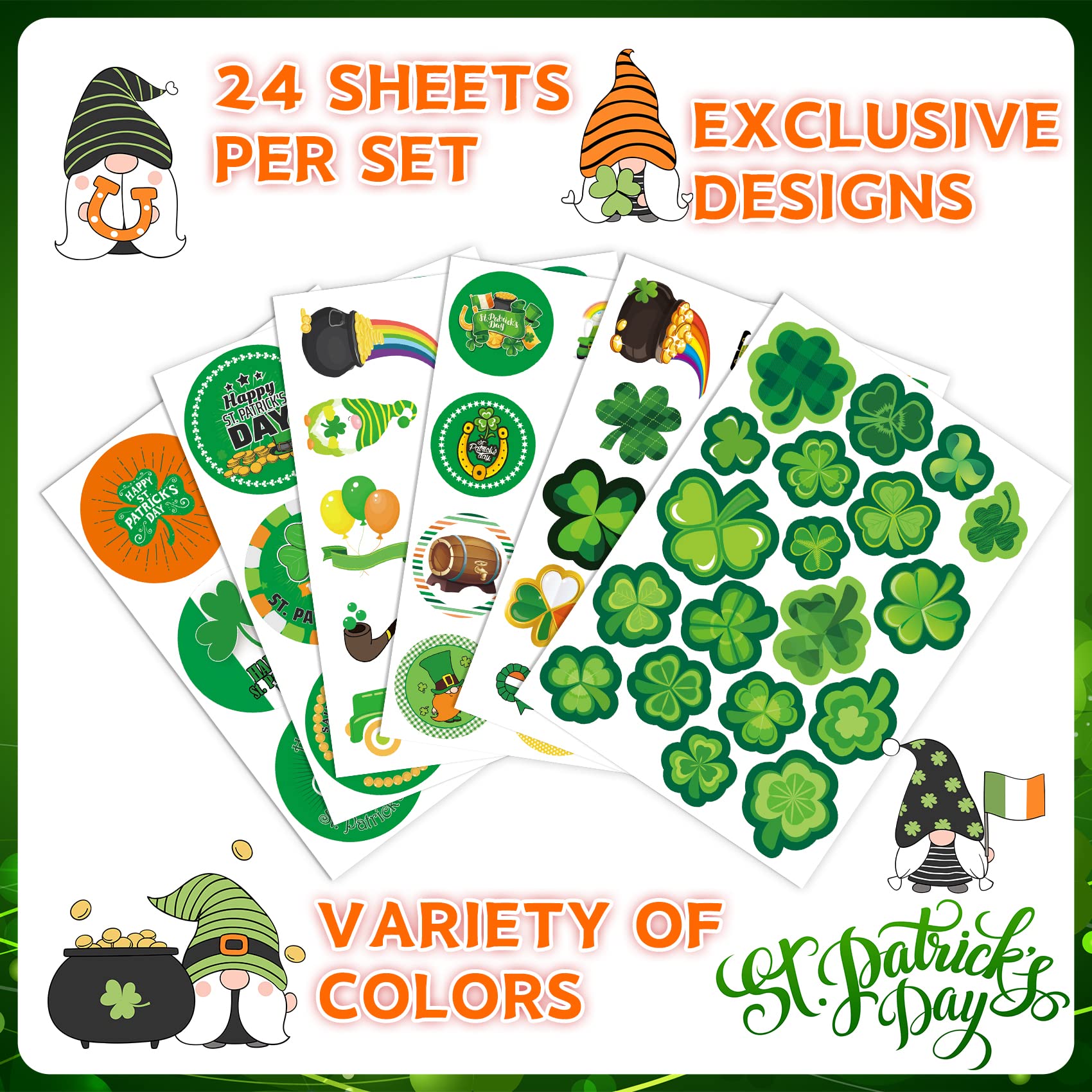 MISS FANTASY St Patricks Day Stickers Shamrock Stickers St. Patrick's Day Stickers for Kids Bulk Saint Patricks Day Stickers St Patrick Stickers for Kids St Pattys Day Party Favors