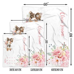 Floral Woodland Baby Monthly Blanket Girl, Personalized Girl Blanket Track Baby Growth, Monthly Growth Blanket, Woodland Baby Girl Blanket, Decor, Super Soft Plush Blanket for Baby 30x40