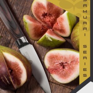 KESSAKU Produce Vegetable Fruit Knife - 6 inch - Samurai Series - Razor Sharp Kitchen Knife - Forged 7Cr17MoV High Carbon Stainless Steel - Wood Handle with Blade Guard