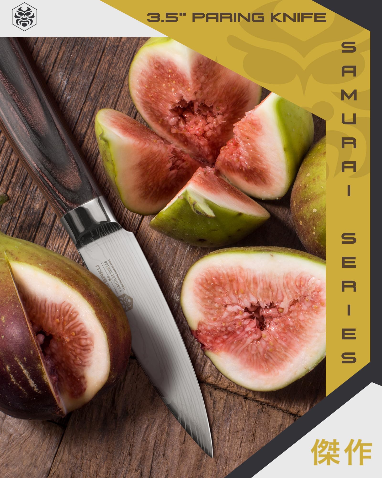 KESSAKU Produce Vegetable Fruit Knife - 6 inch - Samurai Series - Razor Sharp Kitchen Knife - Forged 7Cr17MoV High Carbon Stainless Steel - Wood Handle with Blade Guard