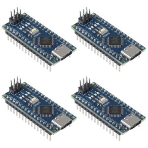 aitiao 4pcs for nano v3.0, nano board atmega328p 5v 16m micro-controller board ch340c chip 5v 16mhz type-c connection compatible with nano v3.0(without usb cable)