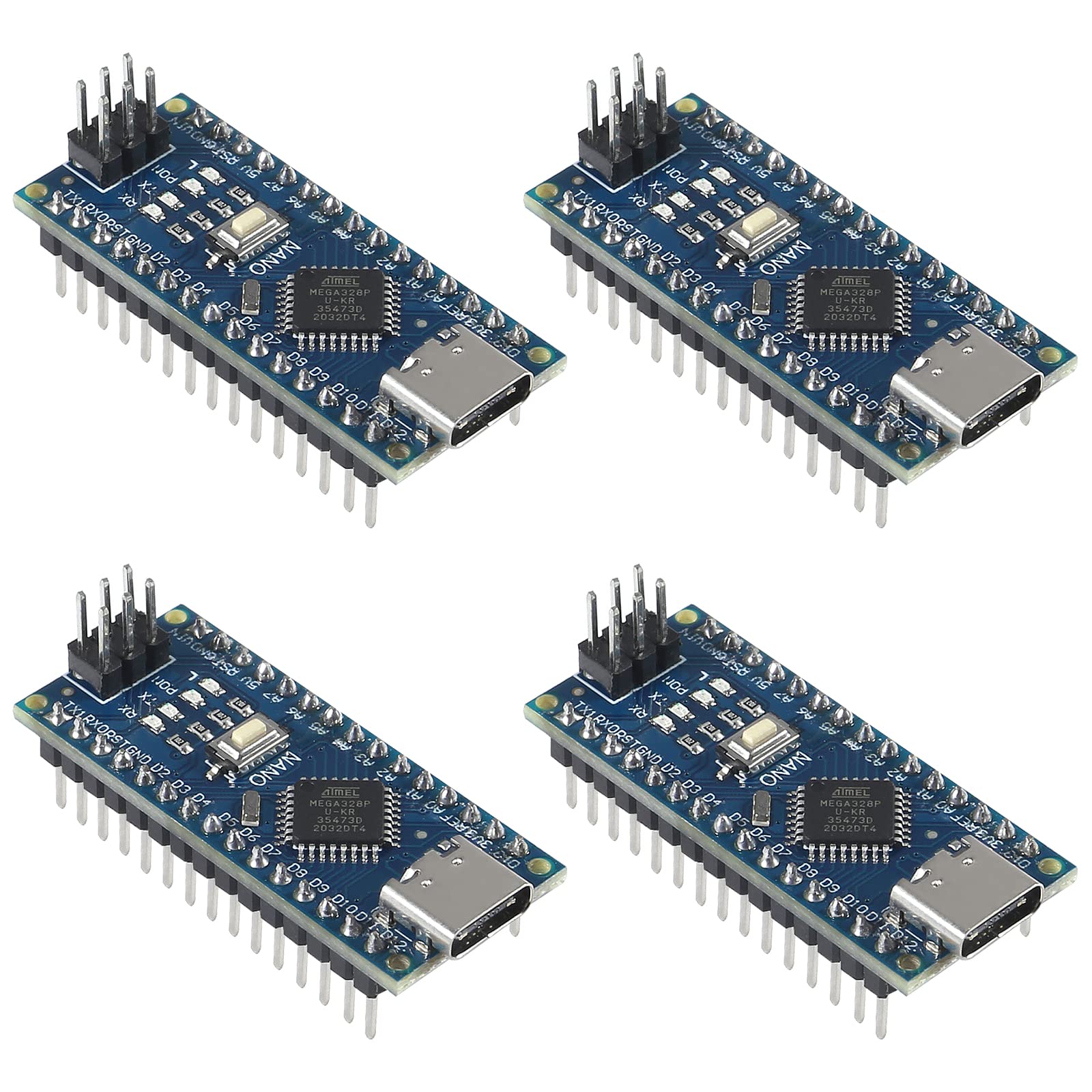 AITIAO 4Pcs for Nano V3.0, Nano Board ATmega328P 5V 16M Micro-Controller Board CH340C Chip 5V 16MHz Type-C Connection Compatible with Nano V3.0(Without USB Cable)