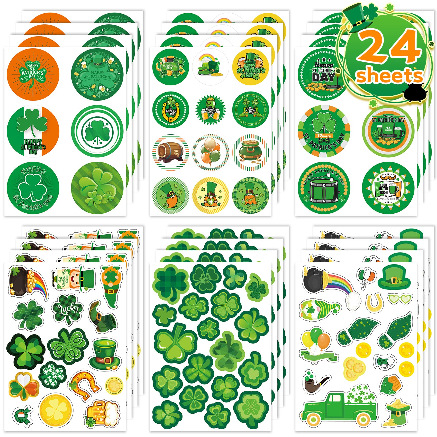 MISS FANTASY St Patricks Day Stickers Shamrock Stickers St. Patrick's Day Stickers for Kids Bulk Saint Patricks Day Stickers St Patrick Stickers for Kids St Pattys Day Party Favors