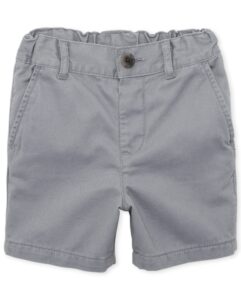 the children's place baby boys' and toddler stretch chino shorts, fin gray single, 2t