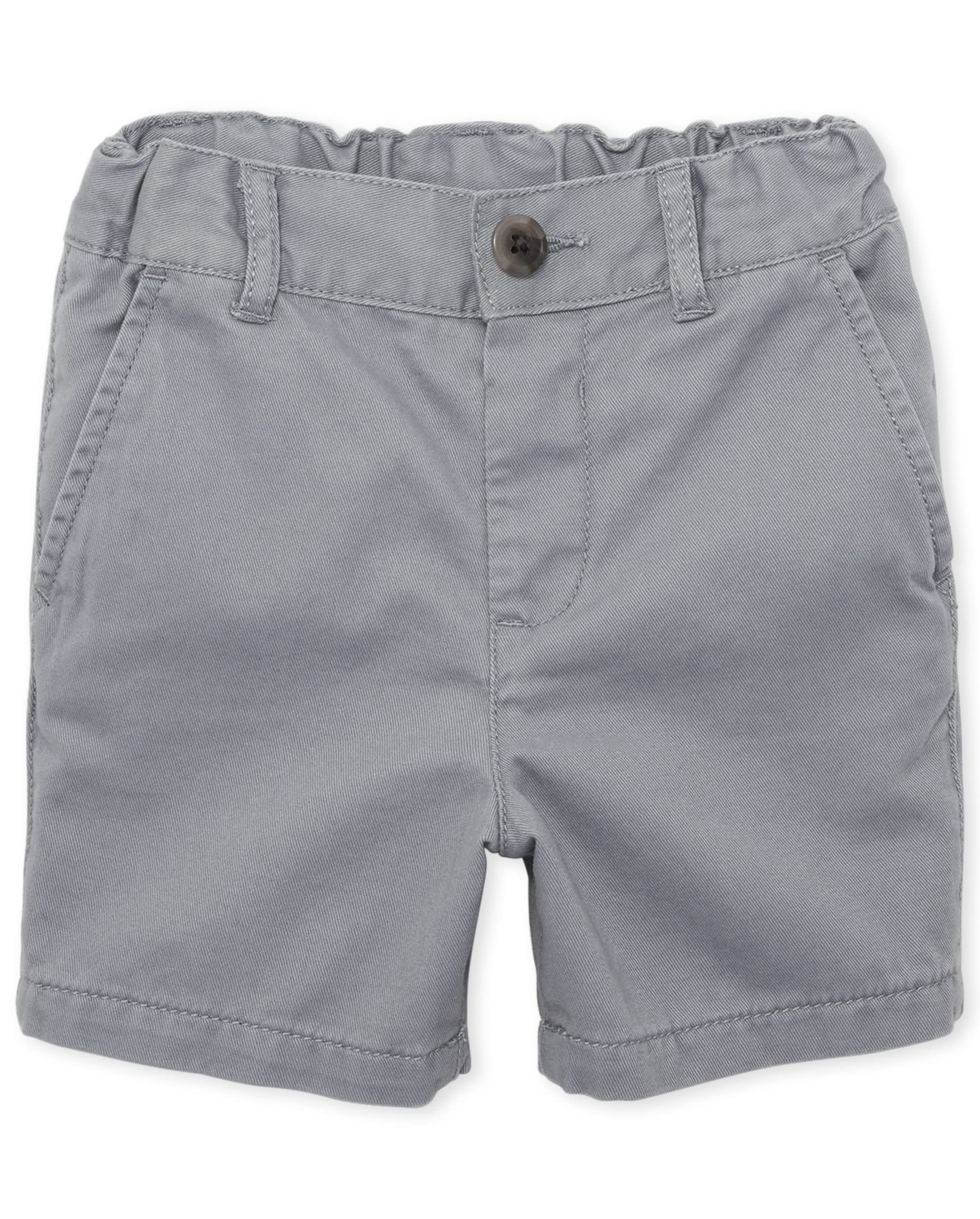 The Children's Place Baby Boys' and Toddler Stretch Chino Shorts, Fin Gray Single, 2T