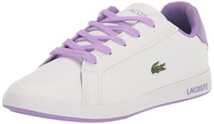 lacoste infant's graduate sneaker, white/purple, 44sui0005-z54, 5.5