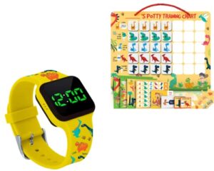 athena futures potty training count down timer watch - dinosaur yellow and potty training chart for toddlers magnetic reuseable - dinosaur design