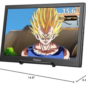 Pisichen 15.6 Inch Portable Monitor, HD 1366x768 TN Gaming Monitor, 60Hz, 5ms, USB/HDMI Inputs, Built-in Speakers, External Screen for Laptop PC Computer PS3 Ras Pi Xbox Ones