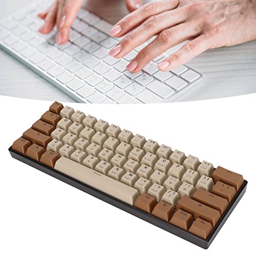 Gaming Keyboard, 61keys Mechanical Keyboard with Color Mixing Light, Multiple Luminous Modes, for Windows2000, Xp, Vista, Win 7, HarmonyOS, Win 8, Win 10, Android, iOS(Tea Shaft)