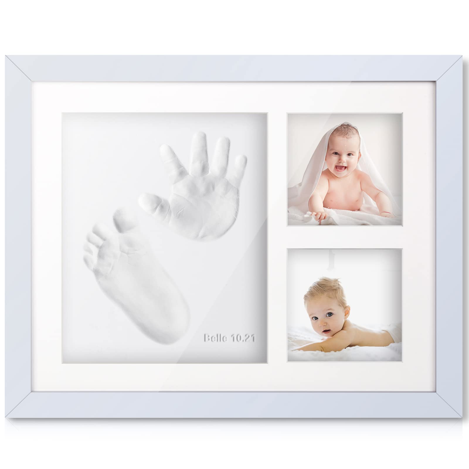 Baby Handprint and Footprint Keepsake Kit, Newborn Prints Photo Frame for Boys Girls, New Mom Babies Shower Gifts Set, Infant Milestone Picture Frames Registry, Nursery Memory Art Decor Kits