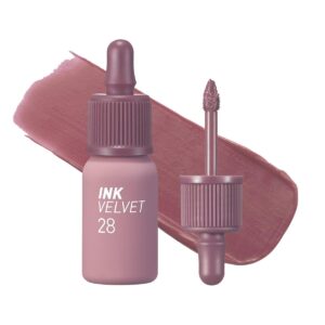 peripera ink the velvet lip tint - high pigment color, longwear, weightless, not animal tested, gluten-free, paraben-free (028 mauveful nude)