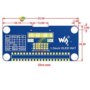 Raspberry Pi 1.3" OLED Blue Screen Expansion Board 128x64 Resolution Suitable for Raspberry Pi Series Jetson Nano motherboards