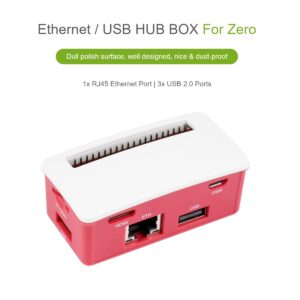 waveshare Ethernet/USB HUB HAT B with Box ABS Case for Raspberry Pi Zero/Zero W/2 W/Zero WH/2 WH,PC,with 1 RJ45 10/100M Ethernet Port, 3 USB Ports Compatible with USB2.0/1.1