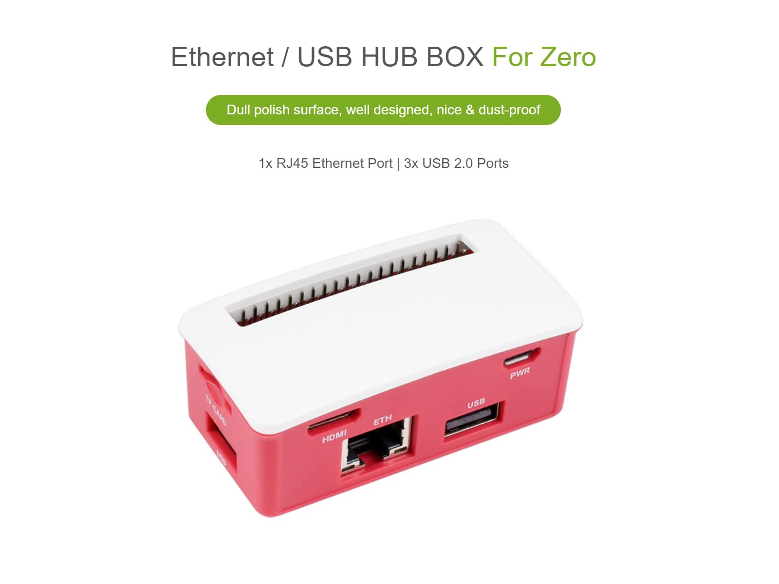 waveshare Ethernet/USB HUB HAT B with Box ABS Case for Raspberry Pi Zero/Zero W/2 W/Zero WH/2 WH,PC,with 1 RJ45 10/100M Ethernet Port, 3 USB Ports Compatible with USB2.0/1.1