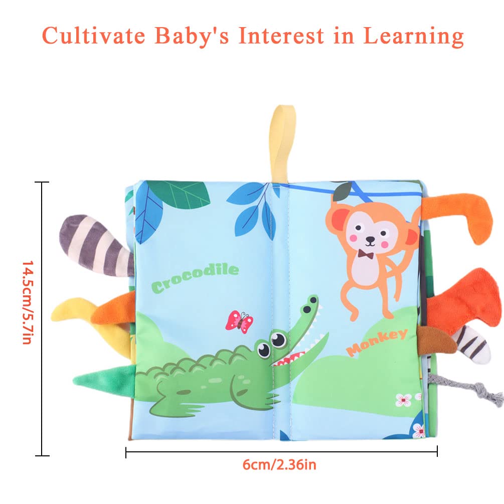 Play-Funny Baby Book 0-6 Months,Soft Book for Babies, Crinkle Tail Books for Newborn 0-3 Months, Baby Gift for Boys Girls