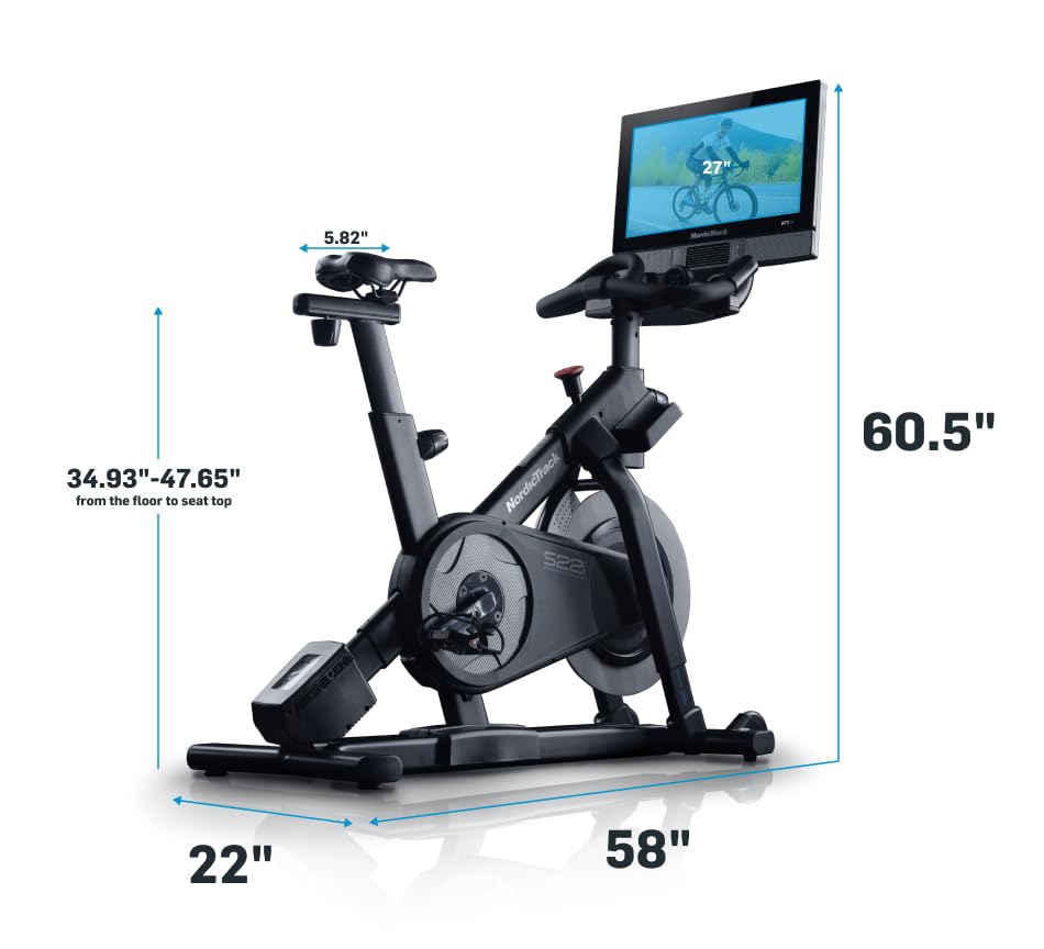 NordicTrack Commercial S22i Studio Cycle with 22” HD Touchscreen for Interactive Studio & Global Workouts, 30-Day iFIT Family Membership Included,Black