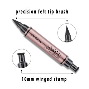 Jumbo Dual Ended Eyeliner, High-Capacity Liquid Black Winged Cat Eye Stamp & Liner Pen, Waterproof Makeup Tool for Women