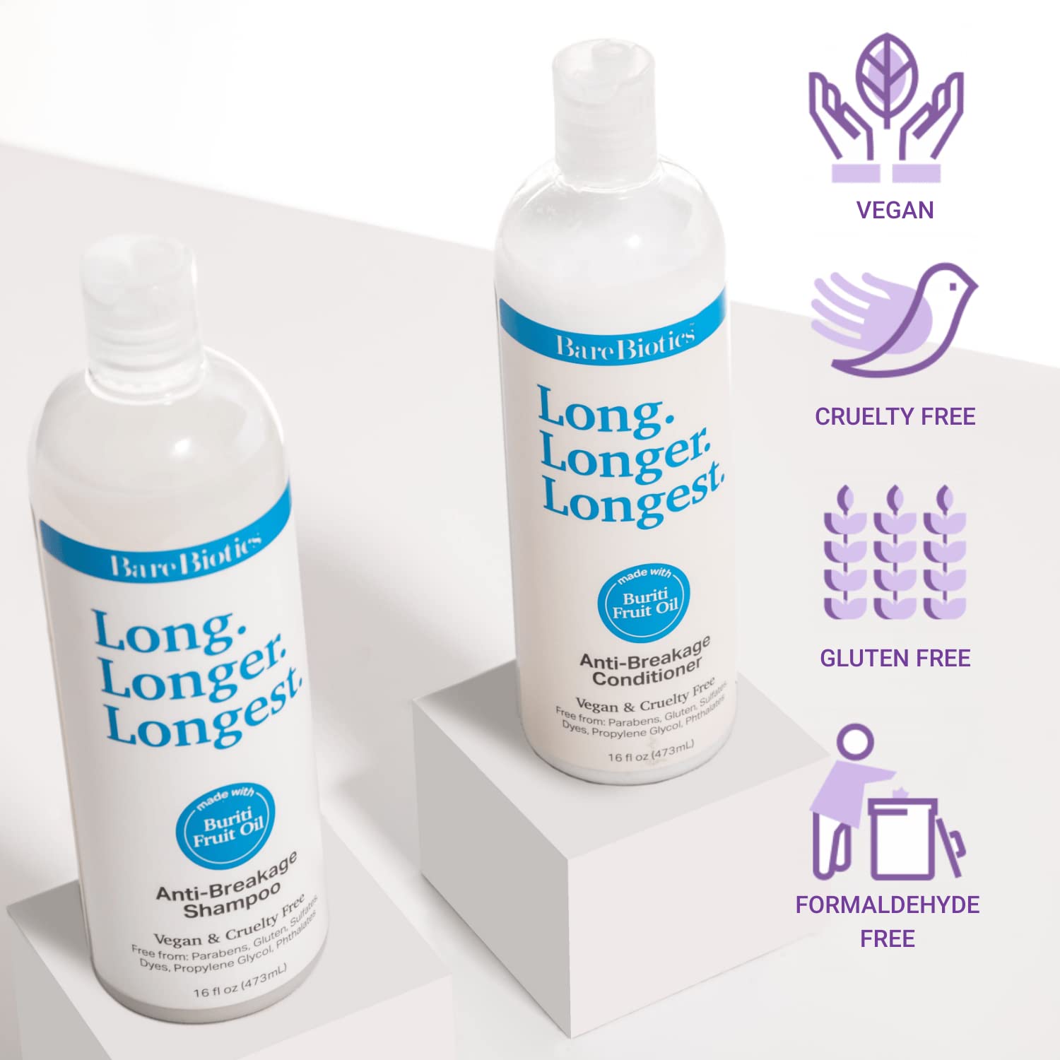 BARE BIOTICS Long. Longer. Longest Anti-Breakage Shampoo, 16 fl. Ounces