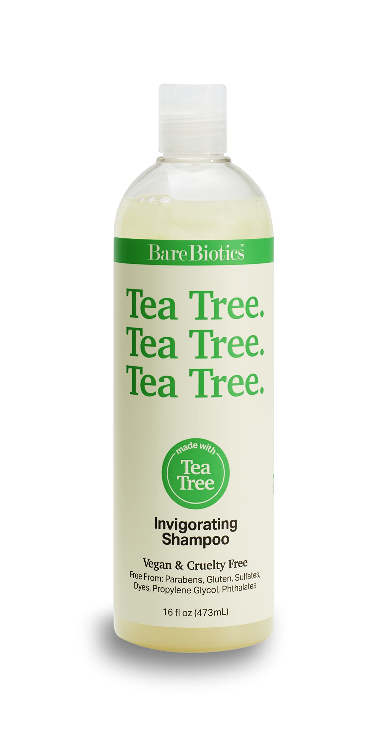 BARE BIOTICS Scalp Refreshing and Invigorating Tea Tree Hair Shampoo, 16 fl. Ounces