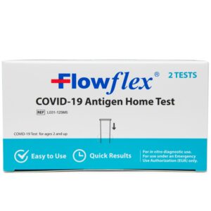 flowflex covid-19 antigen home test kit, 1 pack, 2 tests total. fda eua authorized otc at-home self-test, non-invasive nasal swab, easy to use and no discomfort, results in 15 minutes