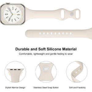 6 Pack Thin Bands Compatible with Apple Watch Band 38mm 40mm 41mm 42mm 44mm 45mm 46mm 49mm Women Men, Sport Silicone Strap Slim Wristband for iWatch Series 10 9 8 SE 7 6 5 4 3 2 1 Ultra