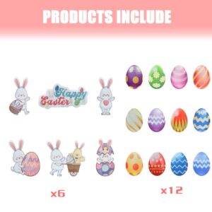 18 Pieces Easter Decoration Stickers Happy Easter Decoration Outdoor Stickers Car Fridge Stickers Easter Egg Bunny