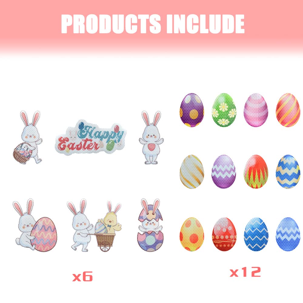 18 Pieces Easter Decoration Stickers Happy Easter Decoration Outdoor Stickers Car Fridge Stickers Easter Egg Bunny