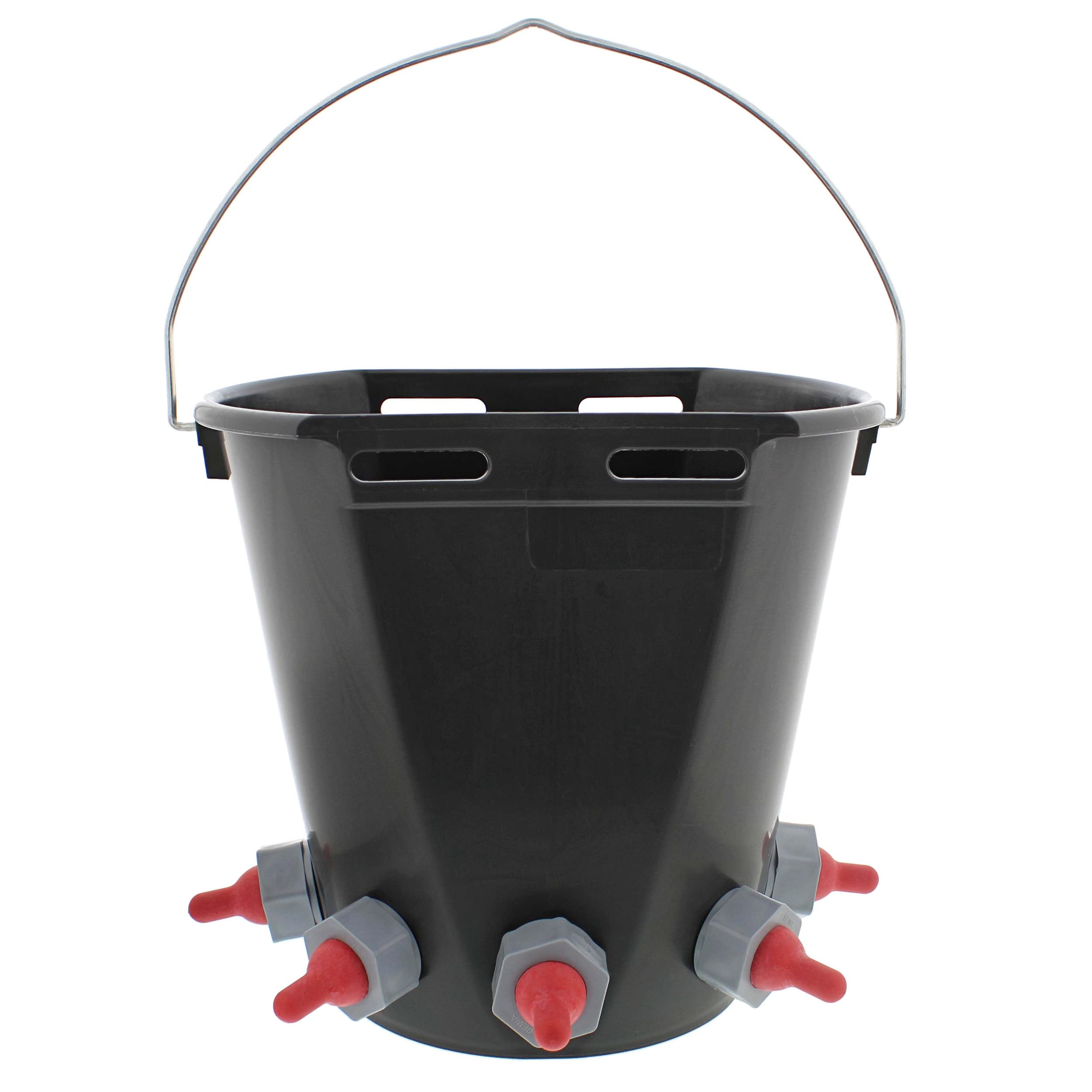 Rural365 Lamb Feeder Bucket - 8L Livestock Bucket with 5 Teat Animal Feeding Nipples Milk Feed for Calf Sheep and Goat