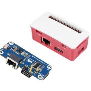 waveshare Ethernet/USB HUB HAT B with Box ABS Case for Raspberry Pi Zero/Zero W/2 W/Zero WH/2 WH,PC,with 1 RJ45 10/100M Ethernet Port, 3 USB Ports Compatible with USB2.0/1.1