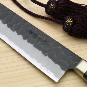 Yoshihiro Kurouchi Super Blue Steel Stainless Clad Sujihiki Slicer Chef Knife (9.5" (240mm) & Saya, Black Pakkawood Handle)