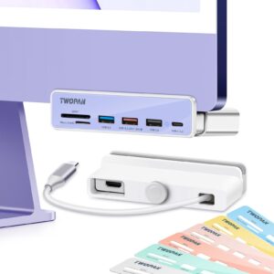 twopan usb c hub multiport adapter for 2024/2023/2021 imac m4/m3/m1, 7 in 1 2024/2023 imac usb adapter with usb 3.2 ports, 4k hdmi 60hz, sd & micro sd card readers, 7 color panels