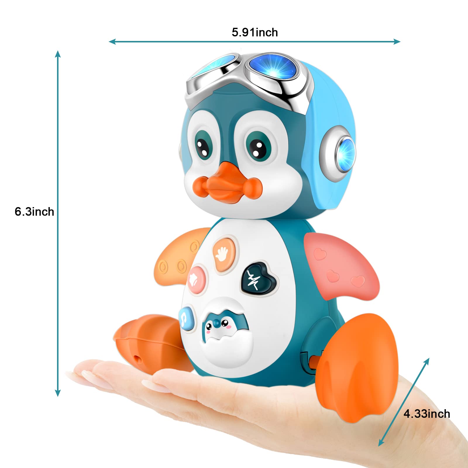 US-VIVIV Baby Musical Toys Penguin 6-18 Months 2 Year Old and up Boys Girls Crawling Toys Early Learning Interactive Educational Preschool Development Kid Birthday Gifts Toy Christmas