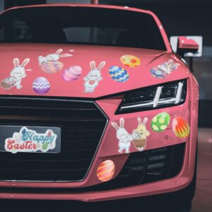 18 Pieces Easter Decoration Stickers Happy Easter Decoration Outdoor Stickers Car Fridge Stickers Easter Egg Bunny