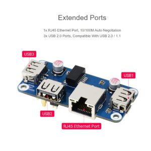 waveshare Ethernet/USB HUB HAT B with Box ABS Case for Raspberry Pi Zero/Zero W/2 W/Zero WH/2 WH,PC,with 1 RJ45 10/100M Ethernet Port, 3 USB Ports Compatible with USB2.0/1.1