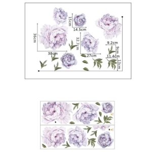 Gigicloud Peony Flowers Wall Stickers, 3D Purple Flower Wall Decals Peel and Stick Removable Wall Art Decor DIY Mural Wall Art Decor for Kids Room Living Room Bedroom Home Decoration