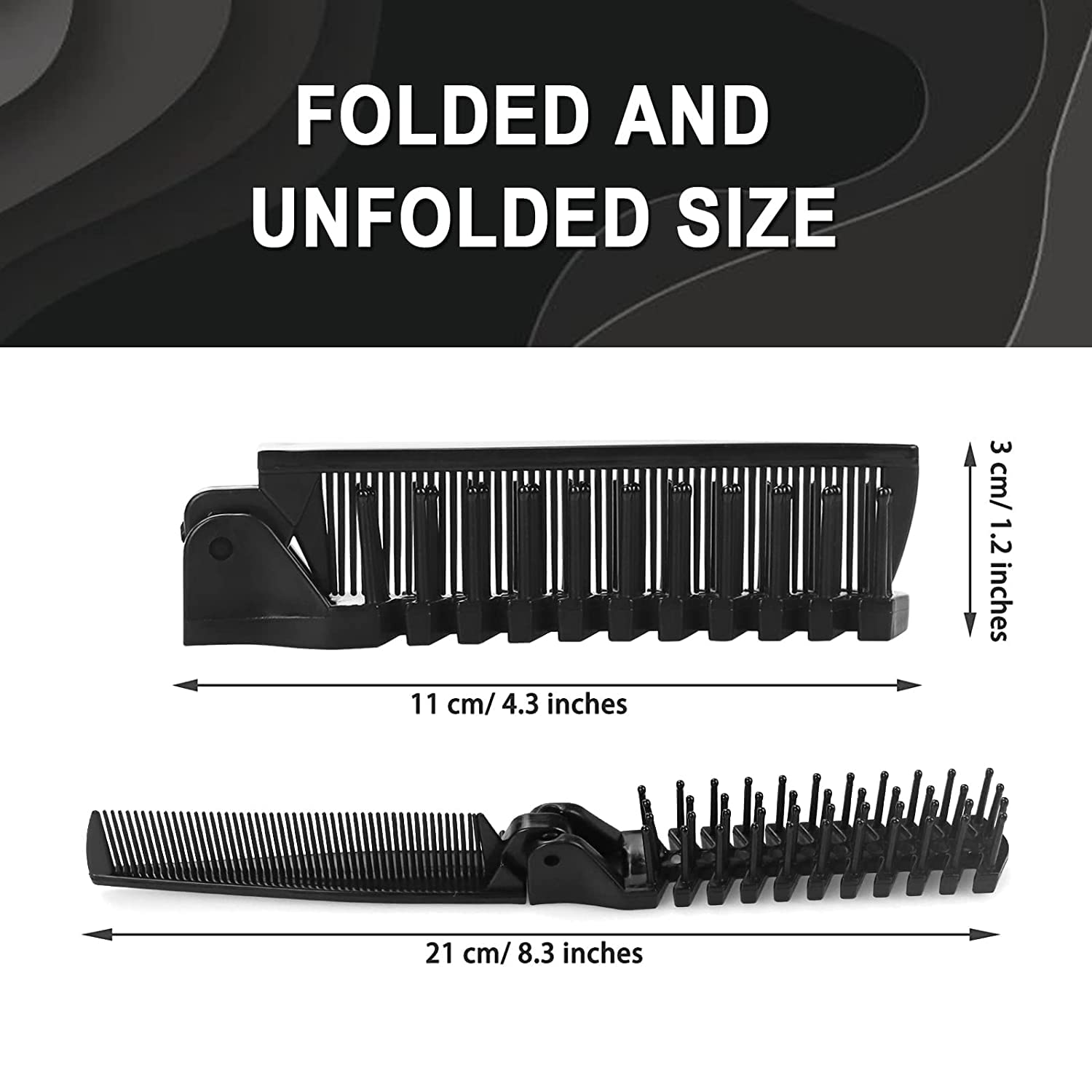 Foldable Combs in Bulk Individually Wrapped, Travel Pocket Hair Comb, Folding Hair Brush Double Headed, Brush Comb Styling Tool for Men Women Combs, Black (One Size, 20, Count)