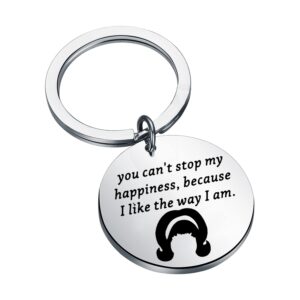 bleouk hair spray musical keychain hair spray broadway themed gift dancer gift motivational quote gift (stop my happiness)