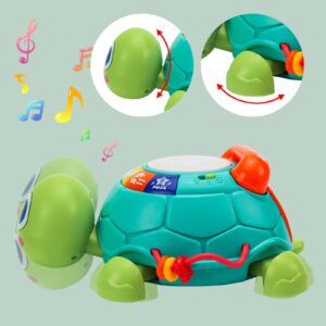 Growinlove Baby Musical Crawling Turtle Toy, Multifunction Early Educational Music Toys, Baby Light Up Crawling Toys, Great Gifts for Baby Infants Toddlers Boys Girls