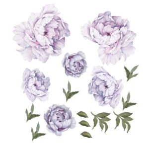 gigicloud peony flowers wall stickers, 3d purple flower wall decals peel and stick removable wall art decor diy mural wall art decor for kids room living room bedroom home decoration