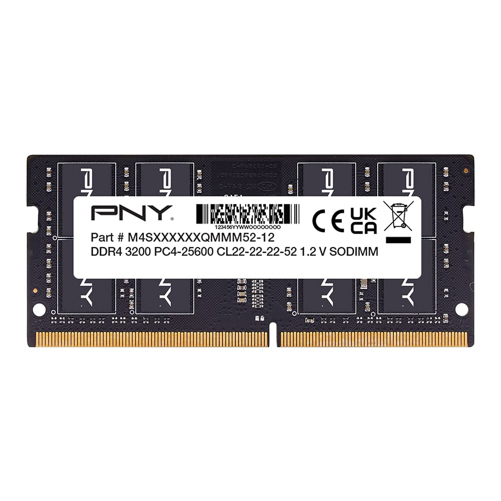 PNY Performance 16GB DDR4 DRAM 3200MHz (PC4-25600) CL22 (Compatible with 2933MHz, 2666MHz, 2400MHz or 2133MHz) 1.2V Notebook/Laptop (SODIMM) Computer Memory Kit – MN16GSD43200-TB