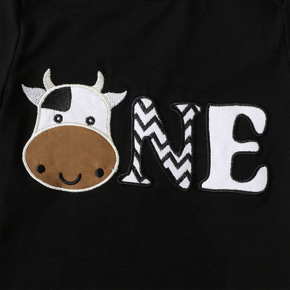 Detigee Baby Boy First Birthday Outfit Newborn One Year Old Clothes Baby Cow Outfit (Black,6-12 Months)