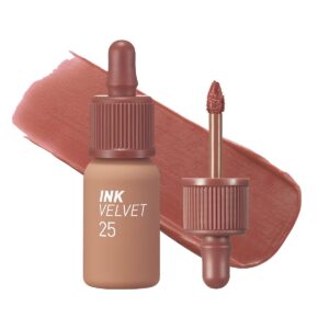 peripera ink the velvet lip tint - high pigment color, longwear, weightless, not animal tested, gluten-free, paraben-free (025 cinnamon nude)